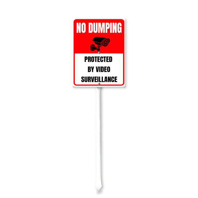 8 x 12 inch Garden Stakes No Garbage Sign - Video Surveillance Sign ...