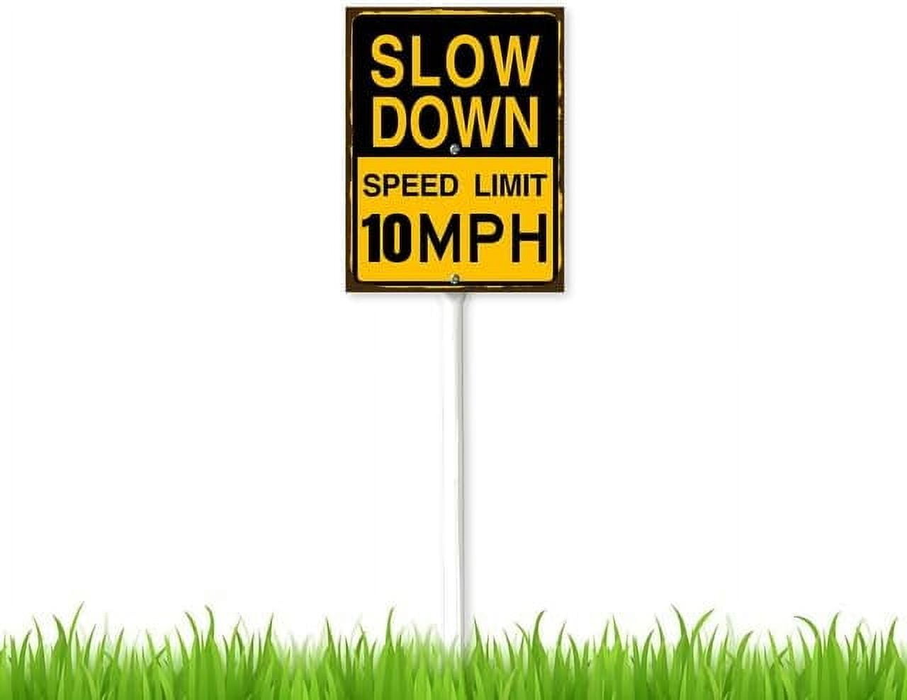 8 x 12 inch Garden Stakes Slow Down - Speed Limit 10 MPH Yard Sign ...
