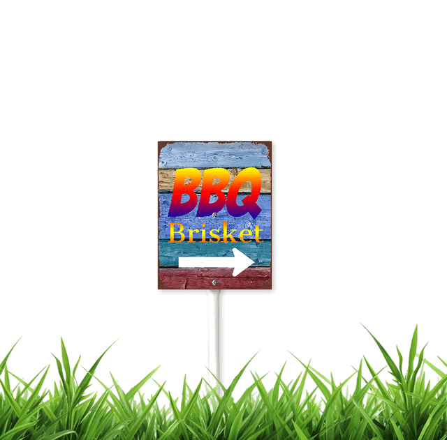 8 x 12 inch Grass Sign with Stakes,BBQ Brisket Aluminum Yard Sign with ...