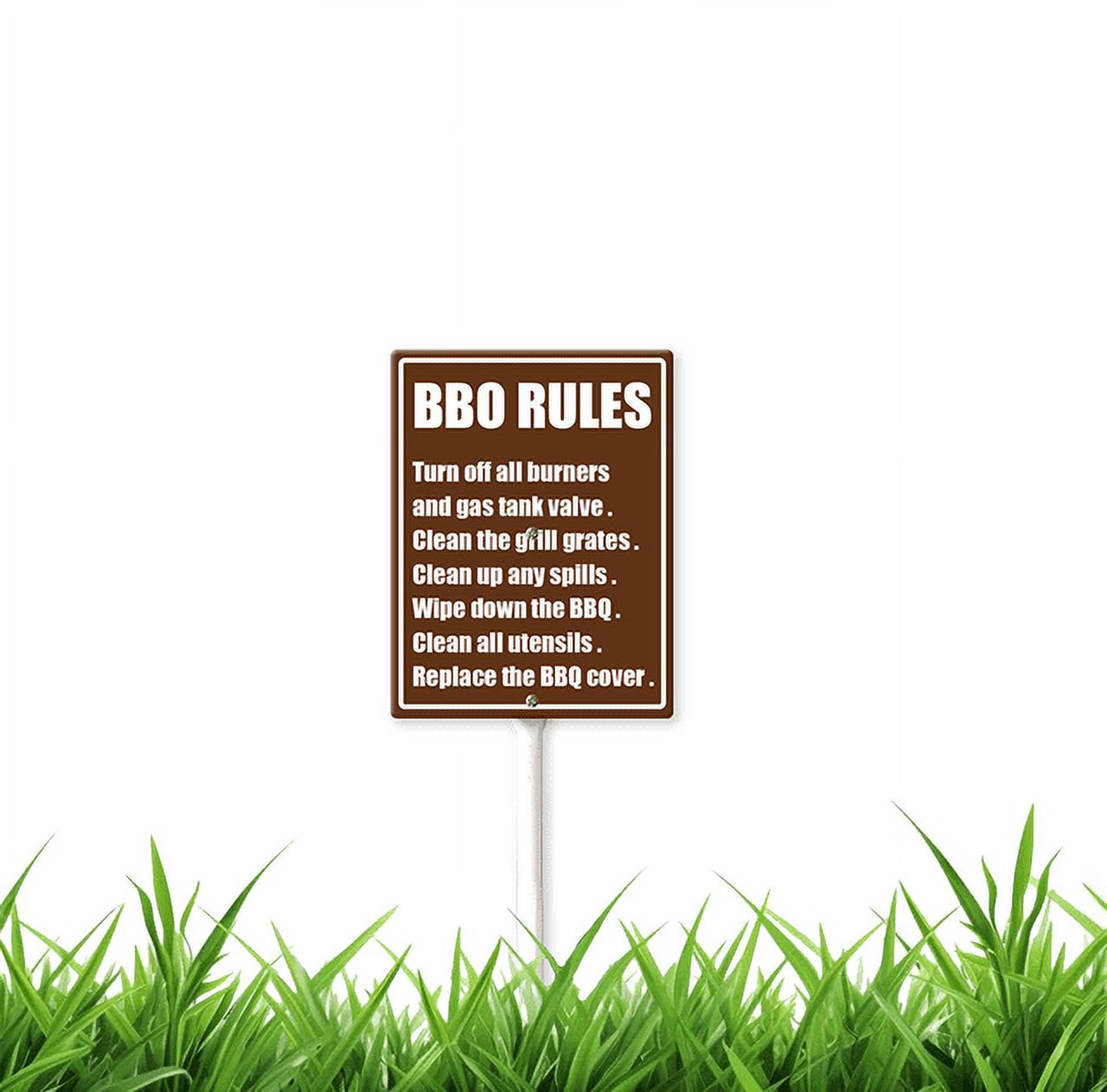 8 x 12 inch Grass Sign with Stakes,BBQ: Turn Off Burners & Gas Tank ...