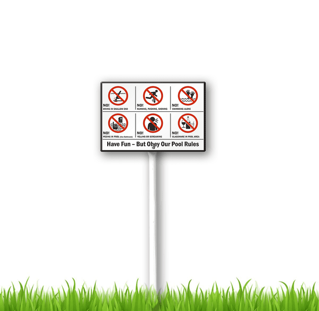 8 x 12 inch Have Fun But Obey Our Pool Rules - No Diving, No Running ...