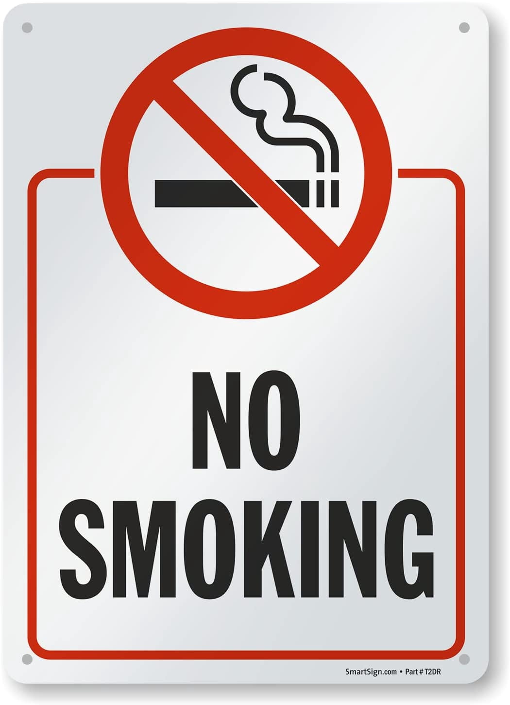 8 x 12 inch “No Smoking” Metal Sign with Symbol, Screen Printed, 40 mil ...