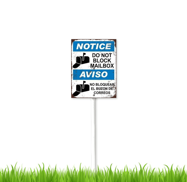 8 x 12 inch Notice Do Not Block Mailbox Sign with Stake,Decorative ...
