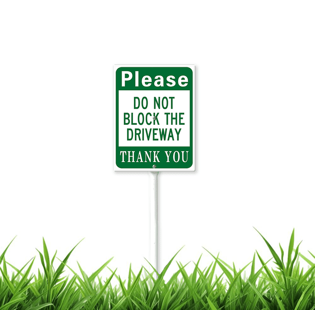 8 x 12 inch Please Do Not Block The Driveway Yard Sign With Stakes ...