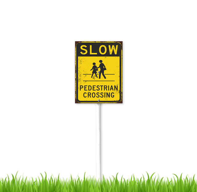 8 x 12 inch Slow - Pedestrian Crossing Yard Sign Stake Lawn Art Patio ...