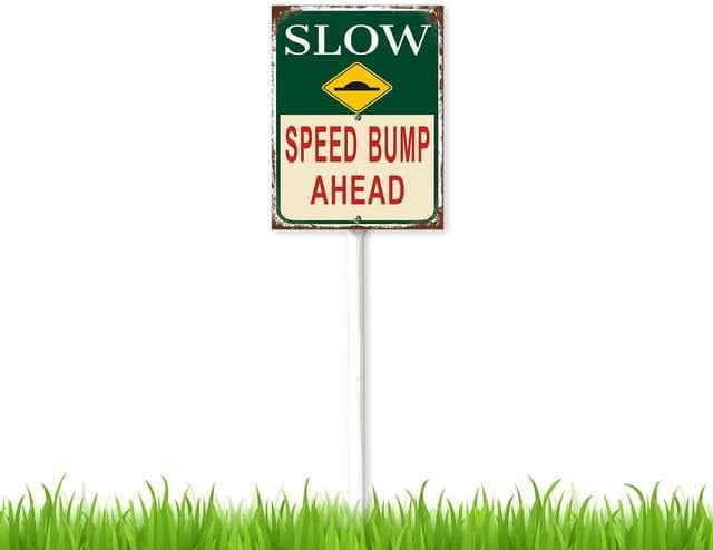 8 x 12 inch Slow Speed Bump Ahead Yard Sign Decorative Plant Stake Lawn ...
