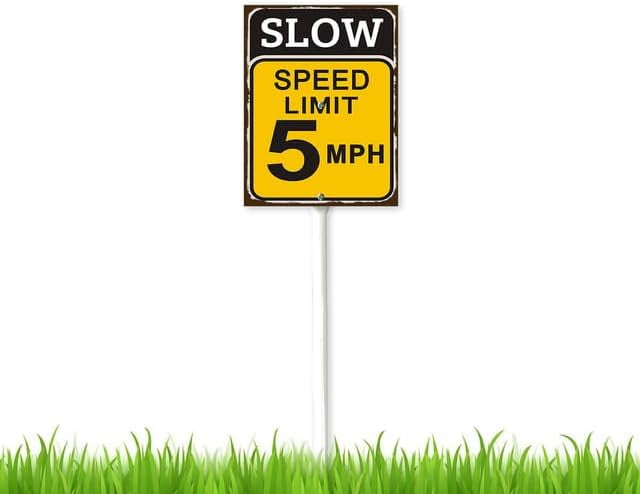 8 x 12 inch Slow Speed Limit 5 MPH Yard Sign Decorative Plant Stake ...