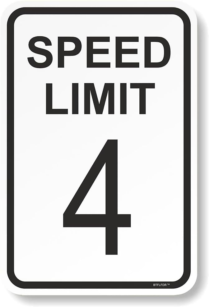 8 x 12 inch Speed Limit 4 Aluminum Sign - White Black Funny Metal ...