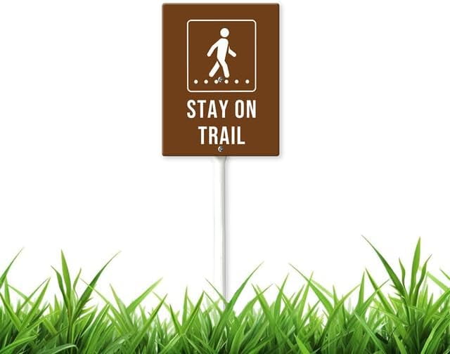 8 x 12 inch Stay On Trail Yard Sign for Pathway, Driveway or Trail ...