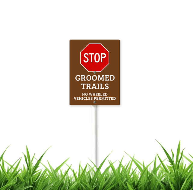 8 x 12 inch Stop Groomed Trails No Wheeled Vehicles Permitted Yard Sign ...