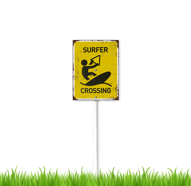 8 x 12 inch Surfer Crossing Sign with Stake,Decorative Plant Stake Lawn ...