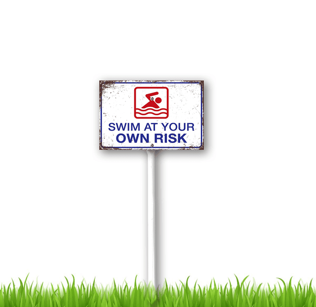 8 x 12 inch Swim at Your Own Risk Sign, Pool Yard Sign Stakes Outdoor ...