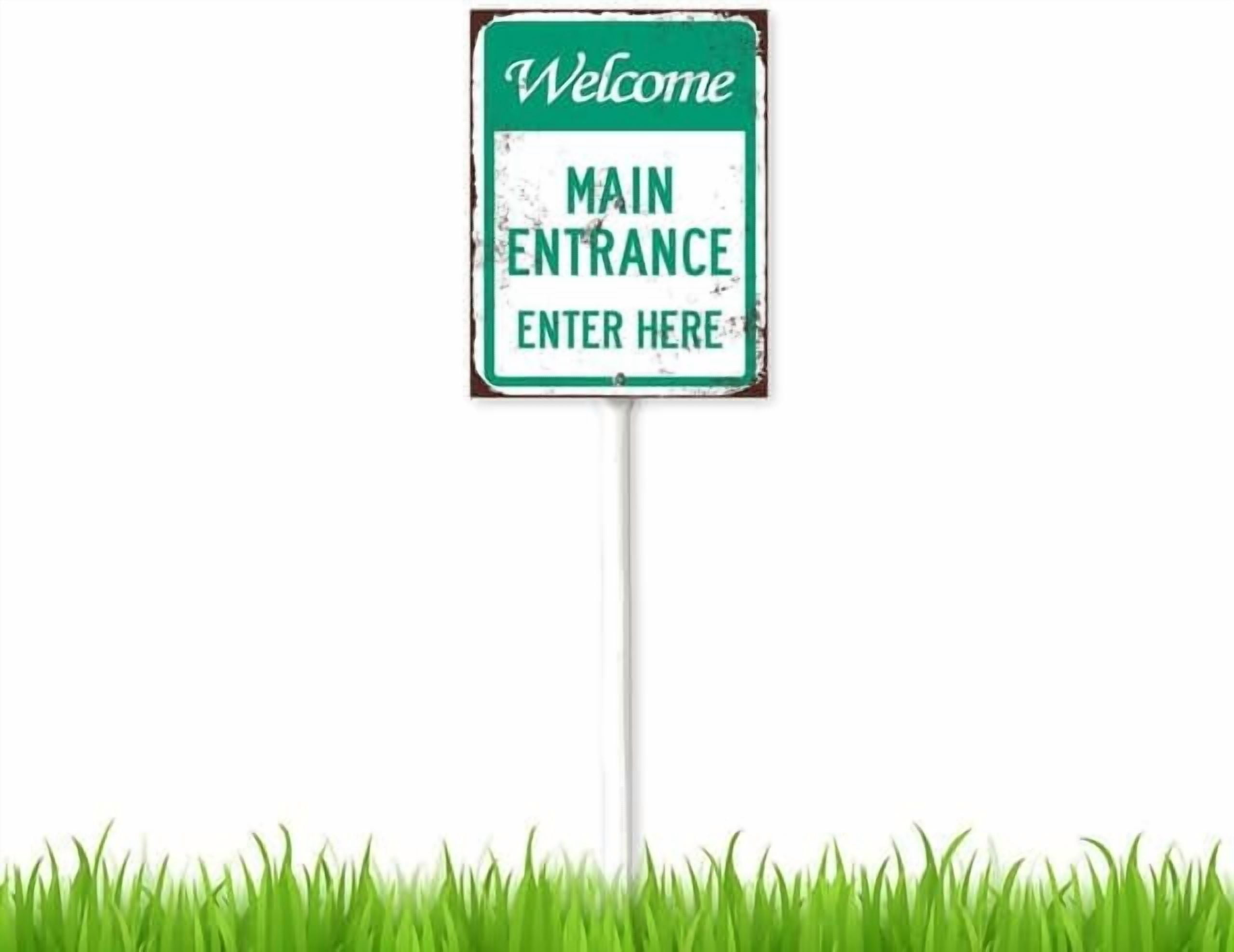 8 x 12 inch Welcome Main Entrance Enter Here Sign with Stake,Decorative ...