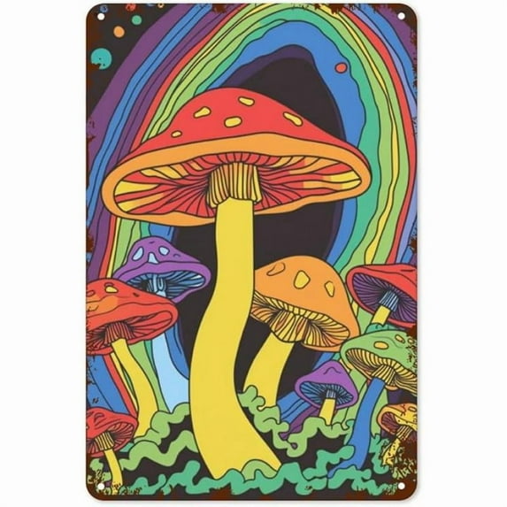 8 x 12inch Cute Red Mushroom Metal Tin Sign Rustic Kitchen Wall Decor ...