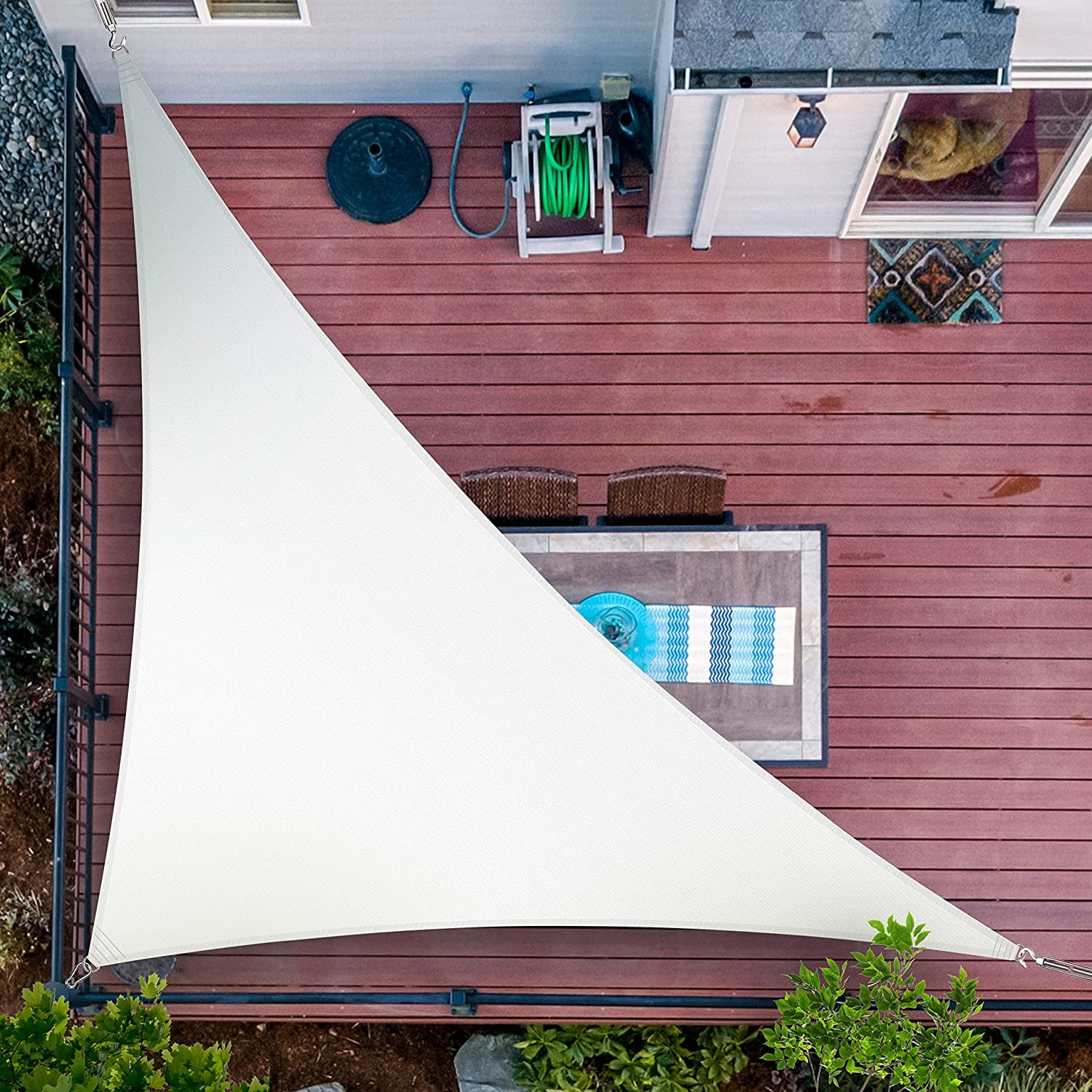 **8' x 13' x 15.3' white sun shade sail upf50 right triangle smtapt16 ...
