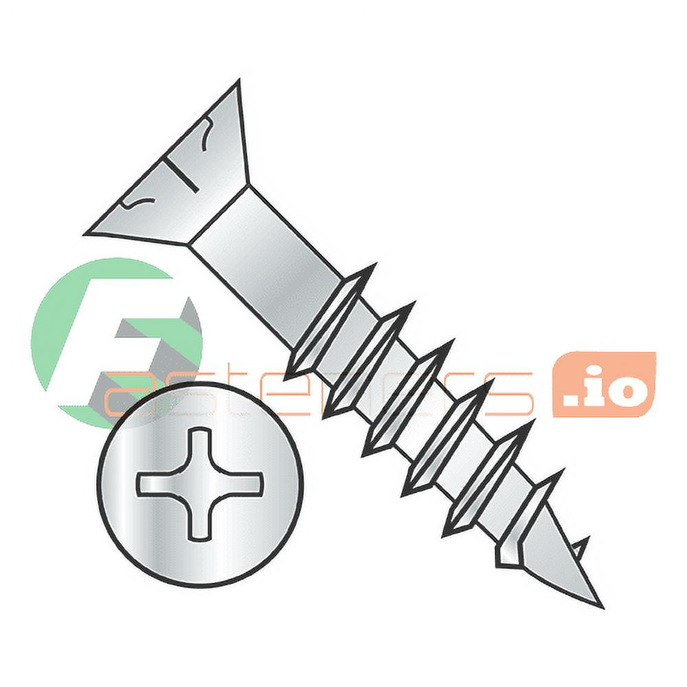 #8 x 2 1/4" Deep Thread Wood Screws / Phillips / Flat Head / Steel ...