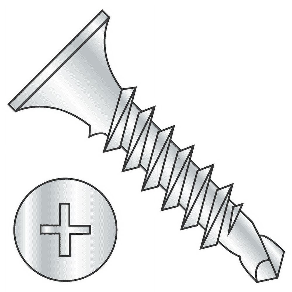 #8 x 2 3/8" Self-Drilling Screws / Phillips / Bugle Head / Steel / Zinc ...
