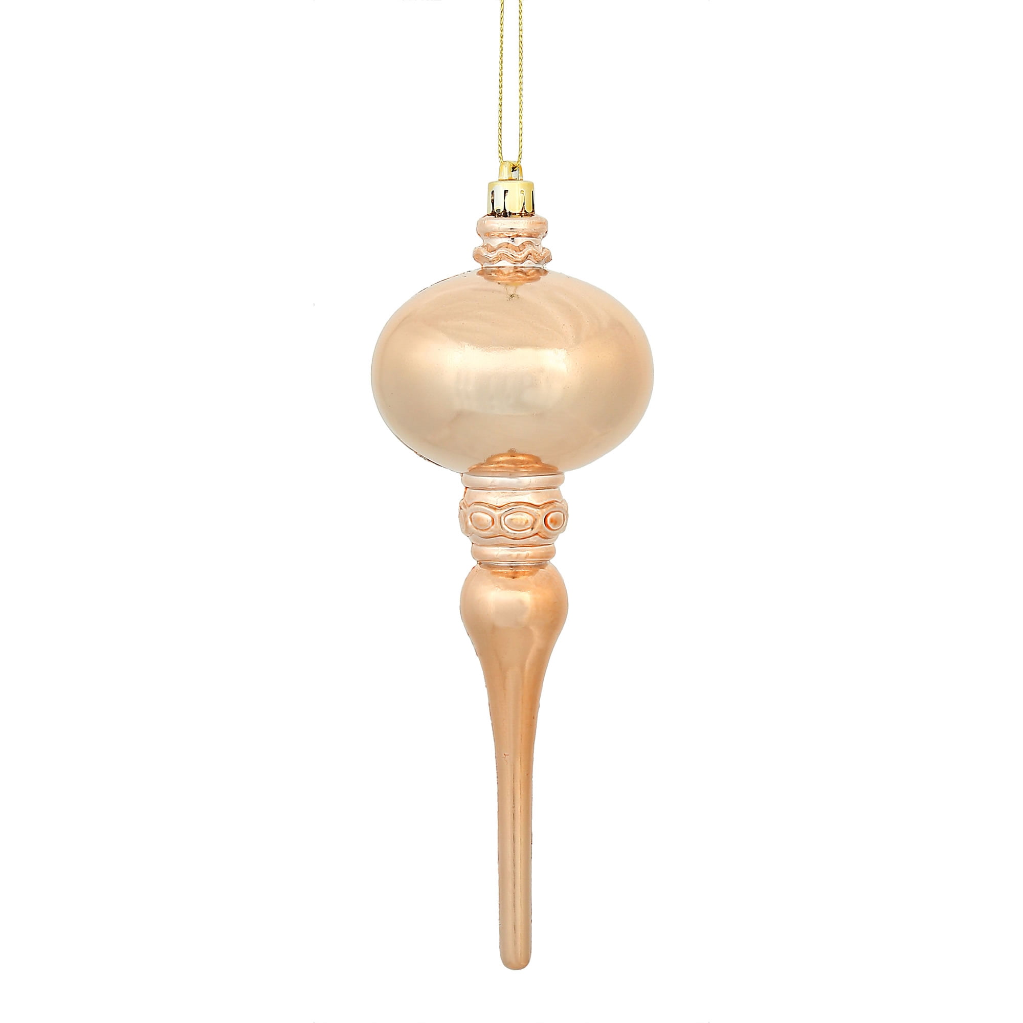 8" x 2.75" Rose Gold Shiny Finial Ornament, with drilled and wired caps ...