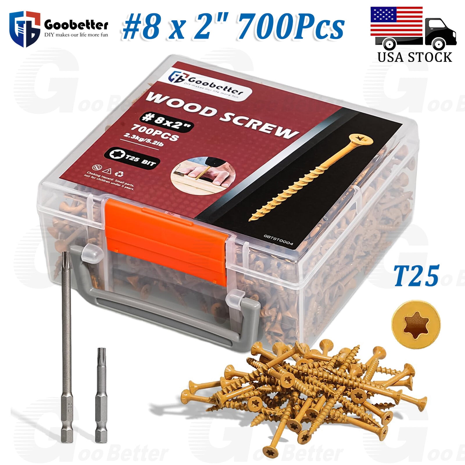 #8 x 2" Deck Screws T25 Torx Drive Self Tapping Wood Screws Exterior ...