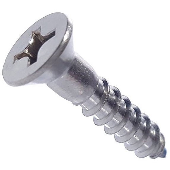 #8 x 2" Flat Head Wood Screws, Phillips Drive, Type 316 Marine Grade ...
