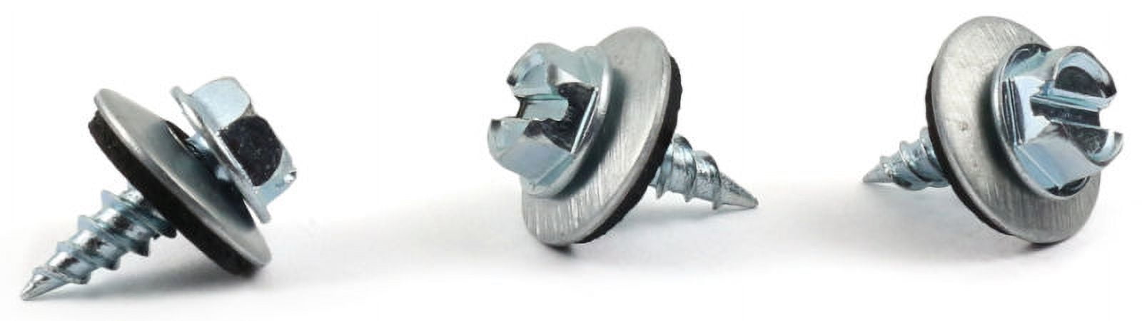 #8 x 2" Self-Piercing Screws / Slotted / Hex Washer Head / Steel / Zinc ...