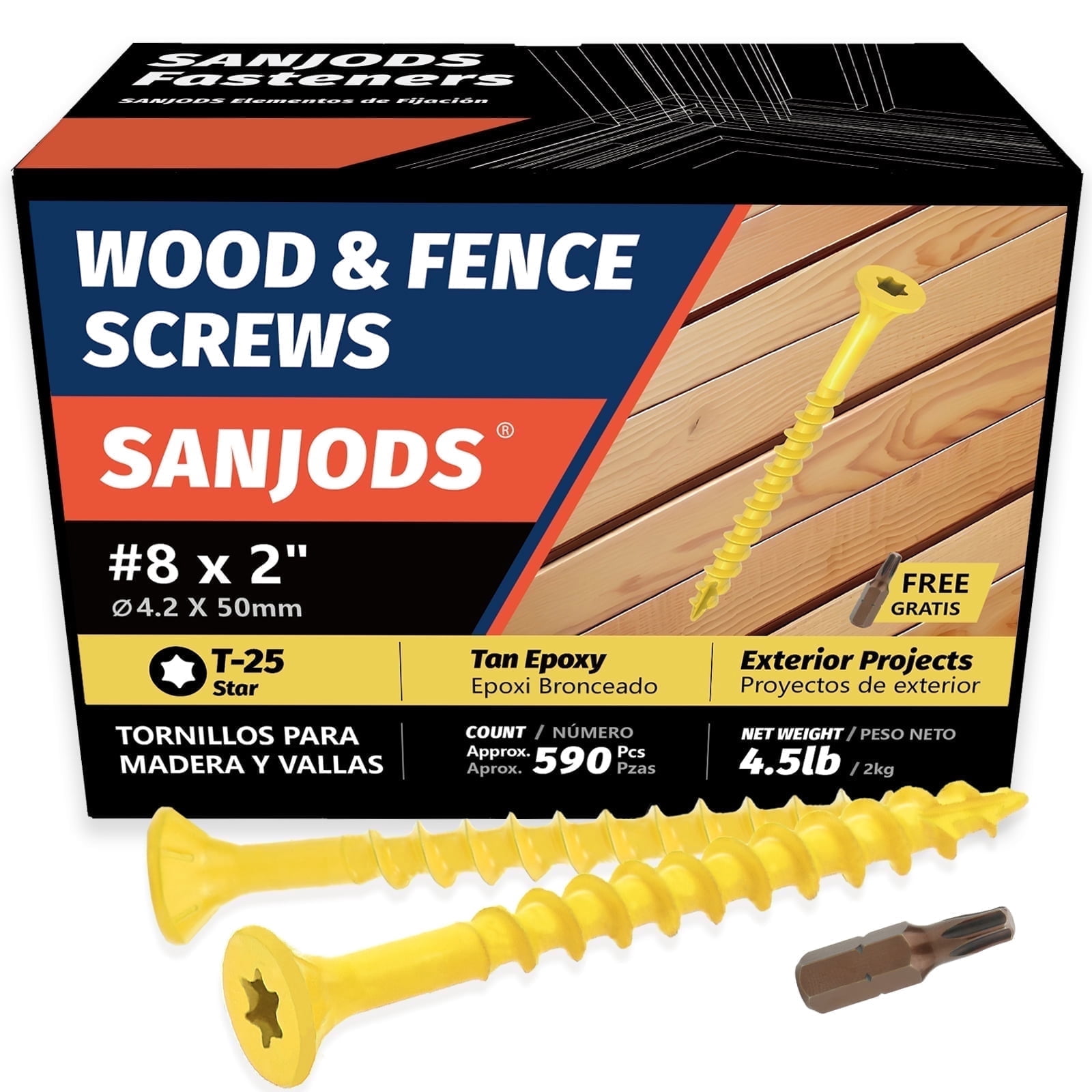 #8 x 2 in. Tan Star Flat Head Deck Screws, Exterior Wood Screws, 4.5 lb ...