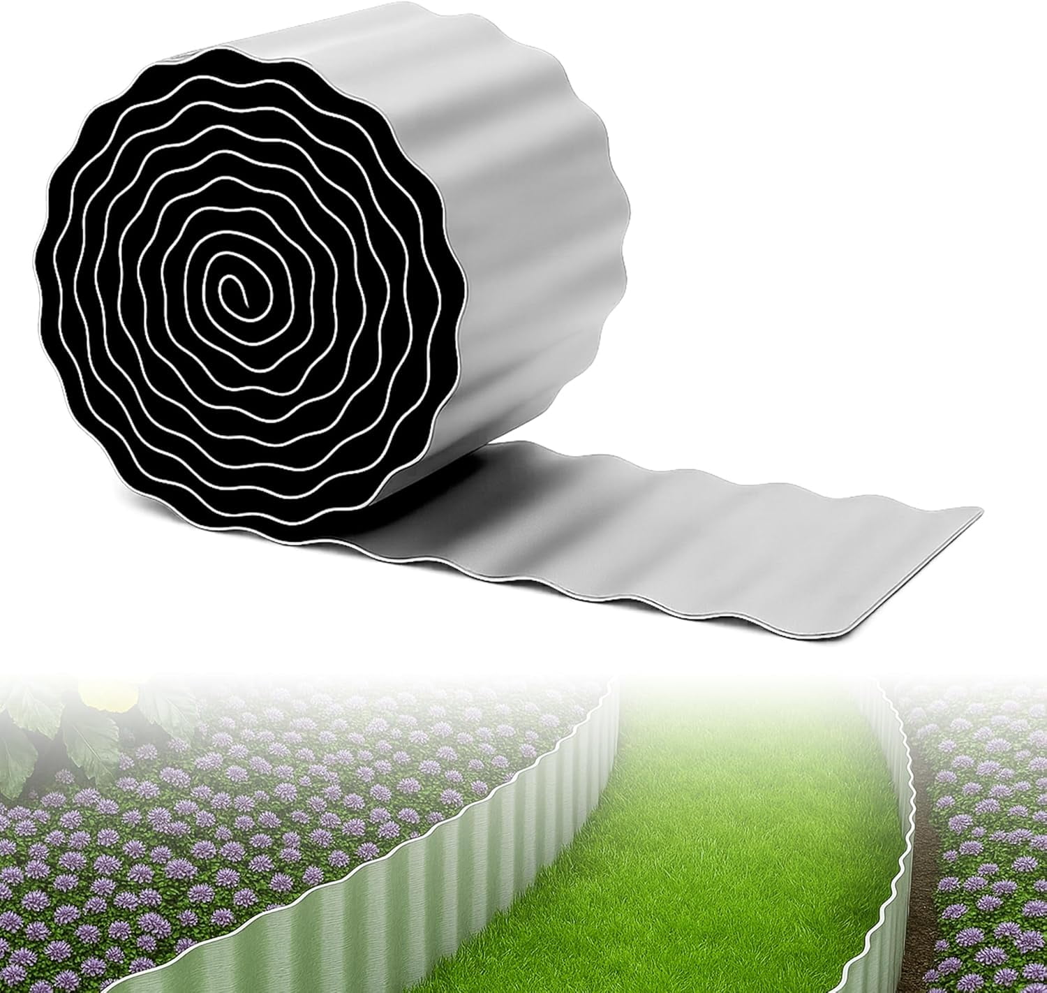 8” x 20’ Metal Landscape Edging Border Kit, Corrugated Garden Edging ...