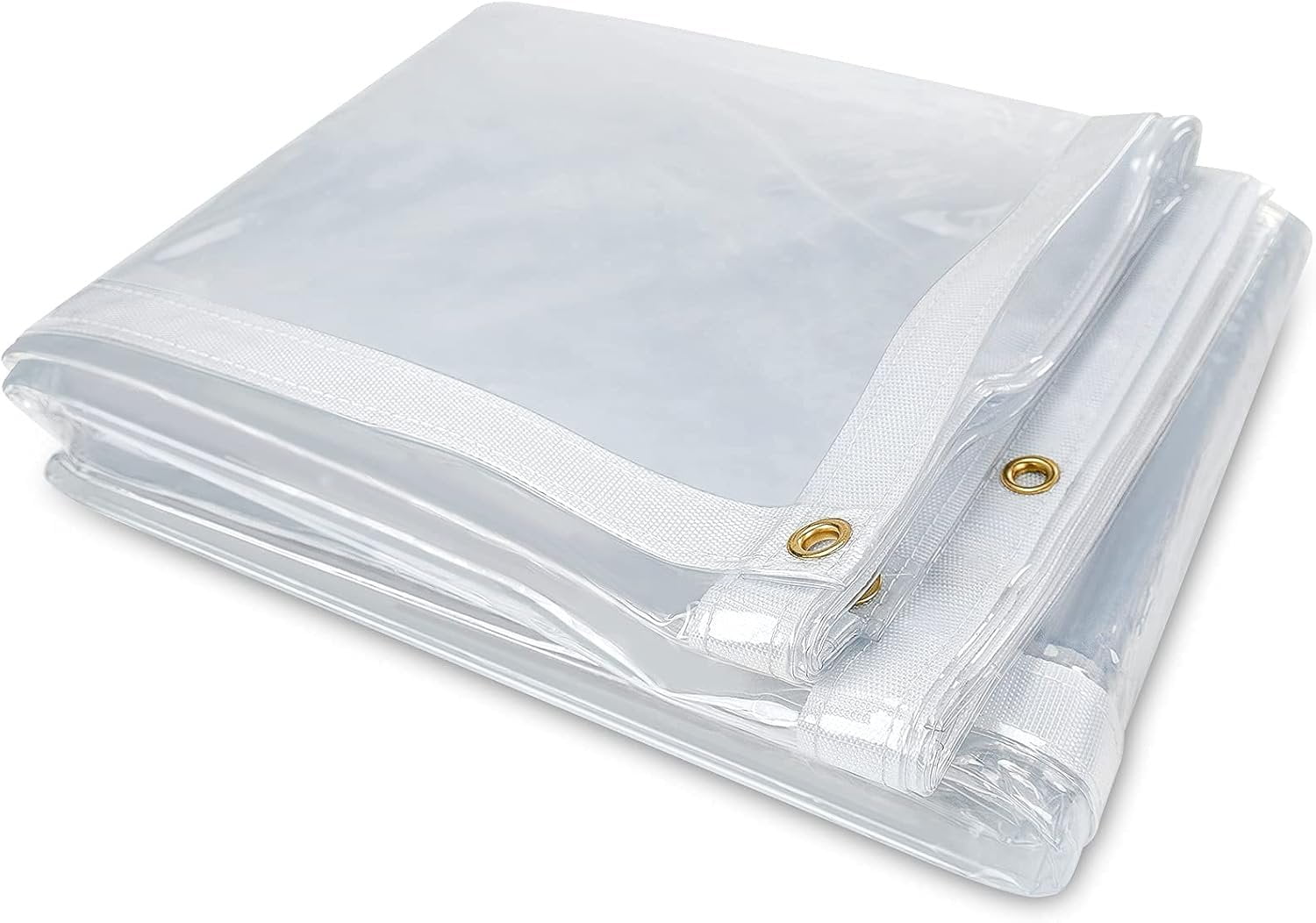 8 x 20FT Outdoor Clear Tarp Curtain Wind-Proof 24 Mil Transparent Tarp ...