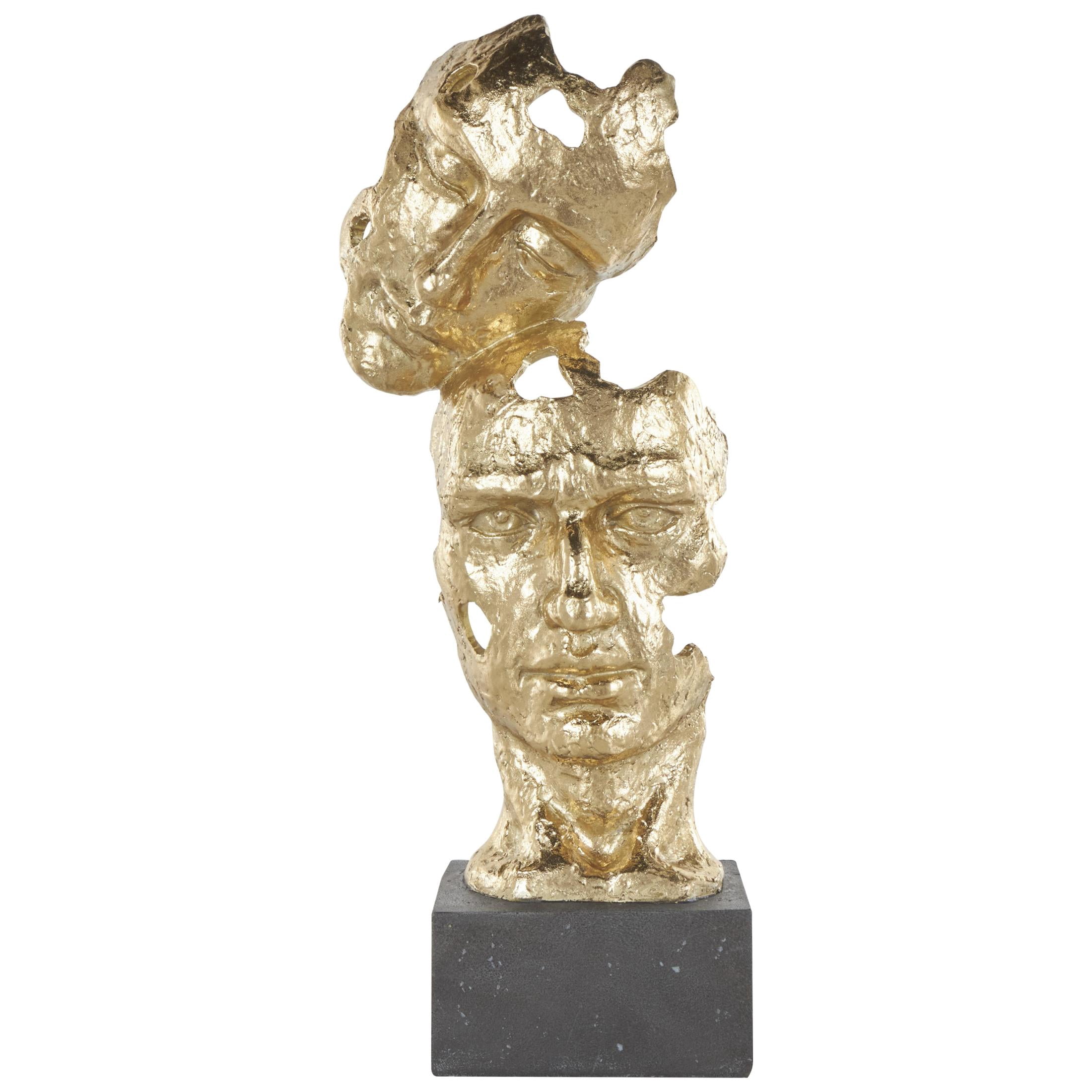 DecMode Gold Stacked Face Cutout Mask Sculpture - Walmart.com