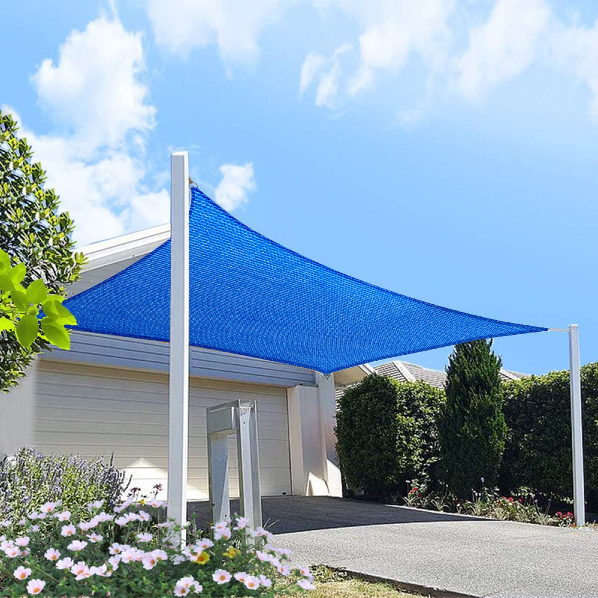 8' x 22' Blue Rectangle Sun Shade Sail Canopy, 95% UV Blockage Awning ...