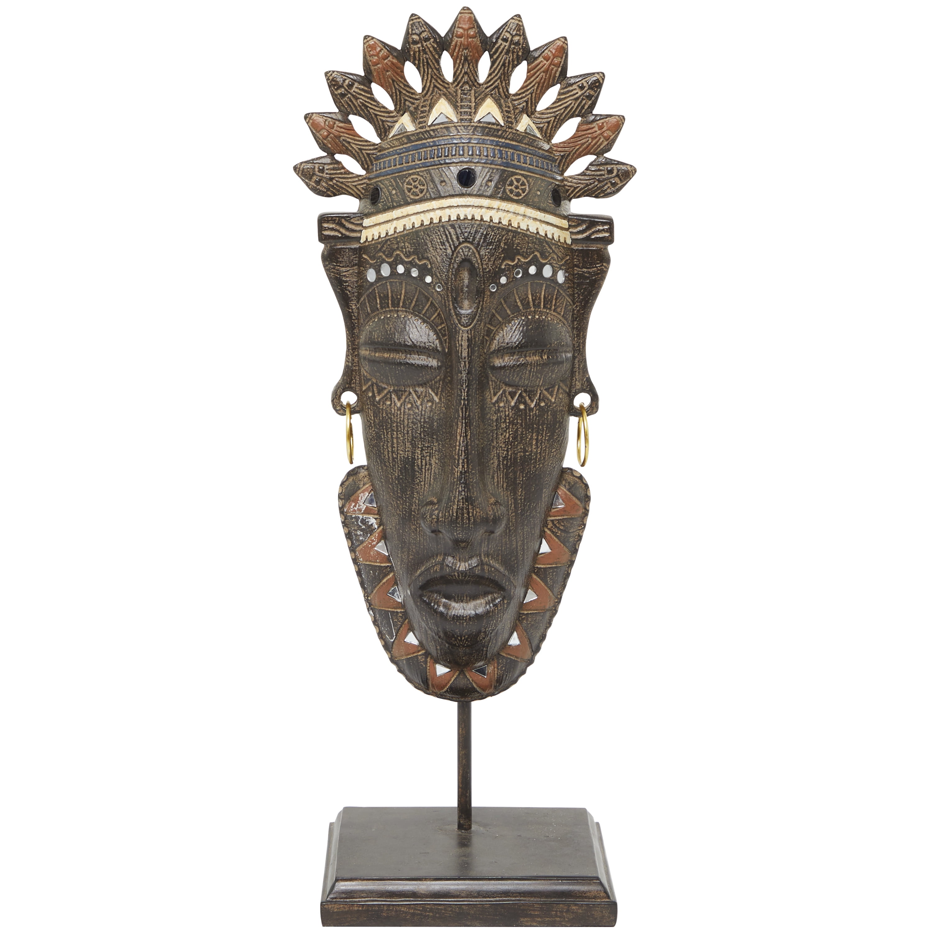 DecMode Brown Polystone African Mask Sculpture - Tribal Decor - Walmart.com