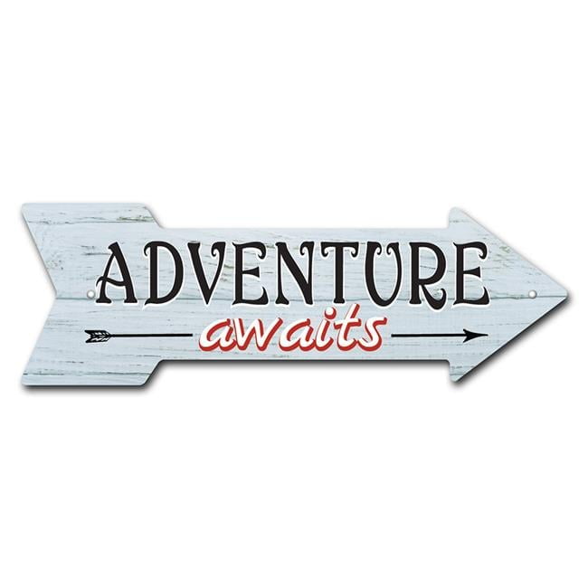 8 x 24 in. Wide Adventure Awaits Arrow Sign - Walmart.com