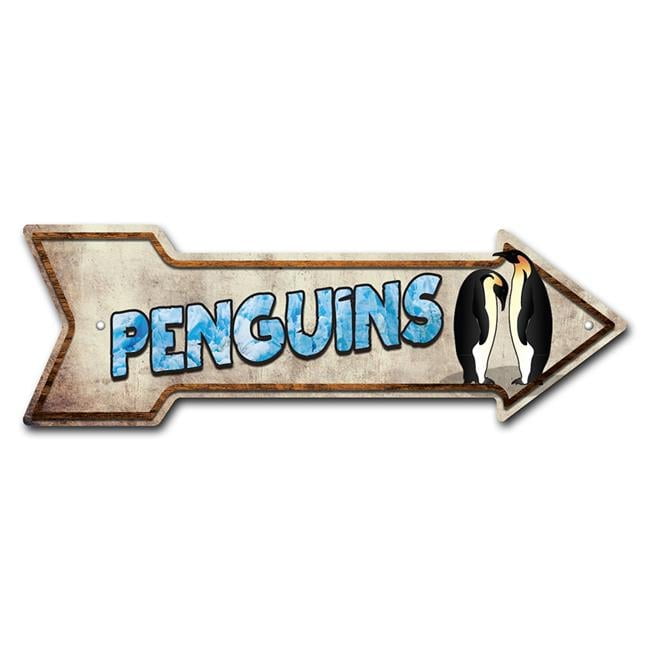 8 x 24 in. Wide Penguins Arrow Sign - Walmart.com