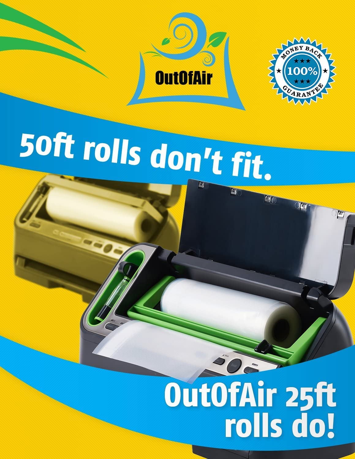 8" x 25' Rolls (Fits Inside Machine) - BULK 8 Pack (200 ft total ...