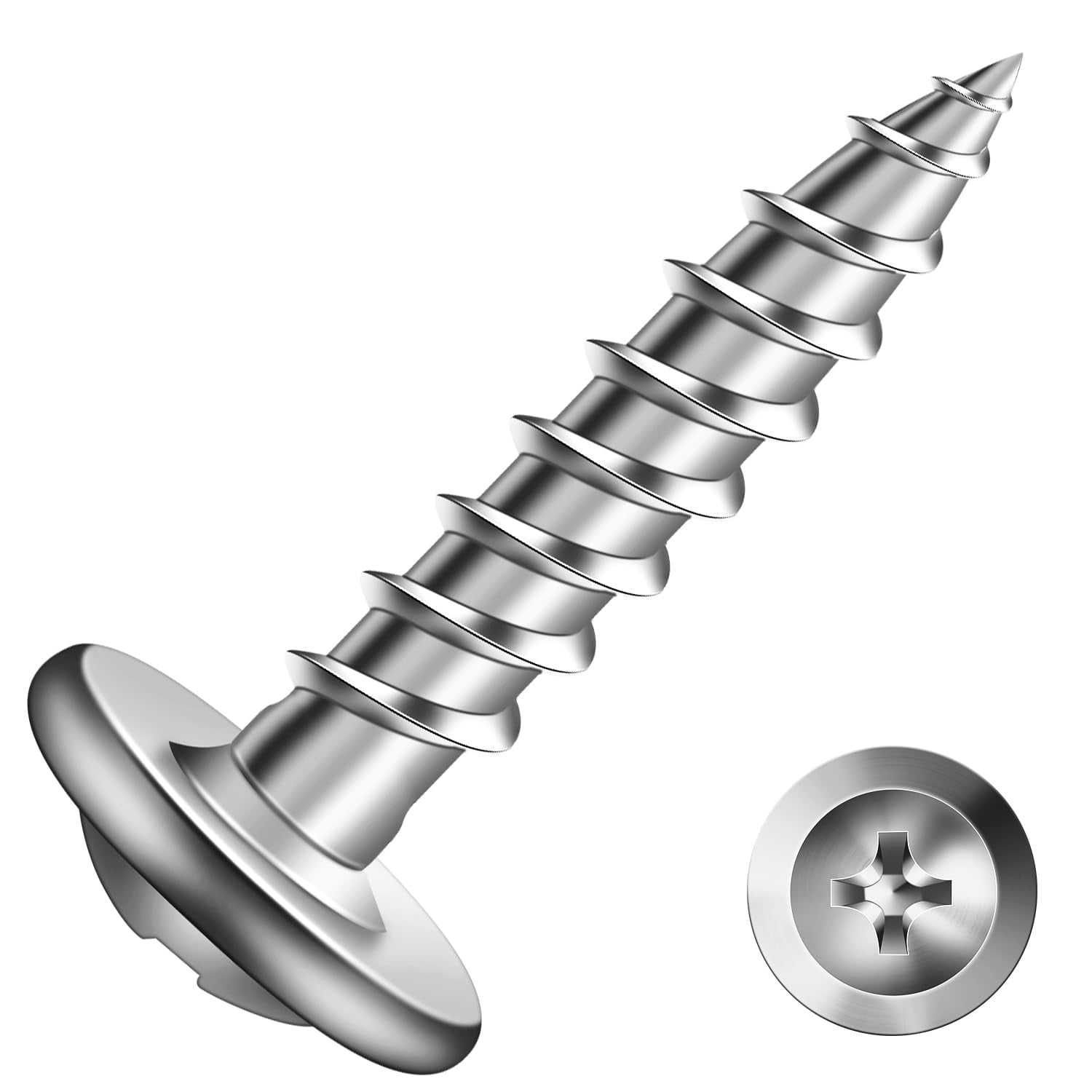 #8 x 3/4" Wood Screw 100Pcs 410 Stainless Steel Standard Thread Truss ...