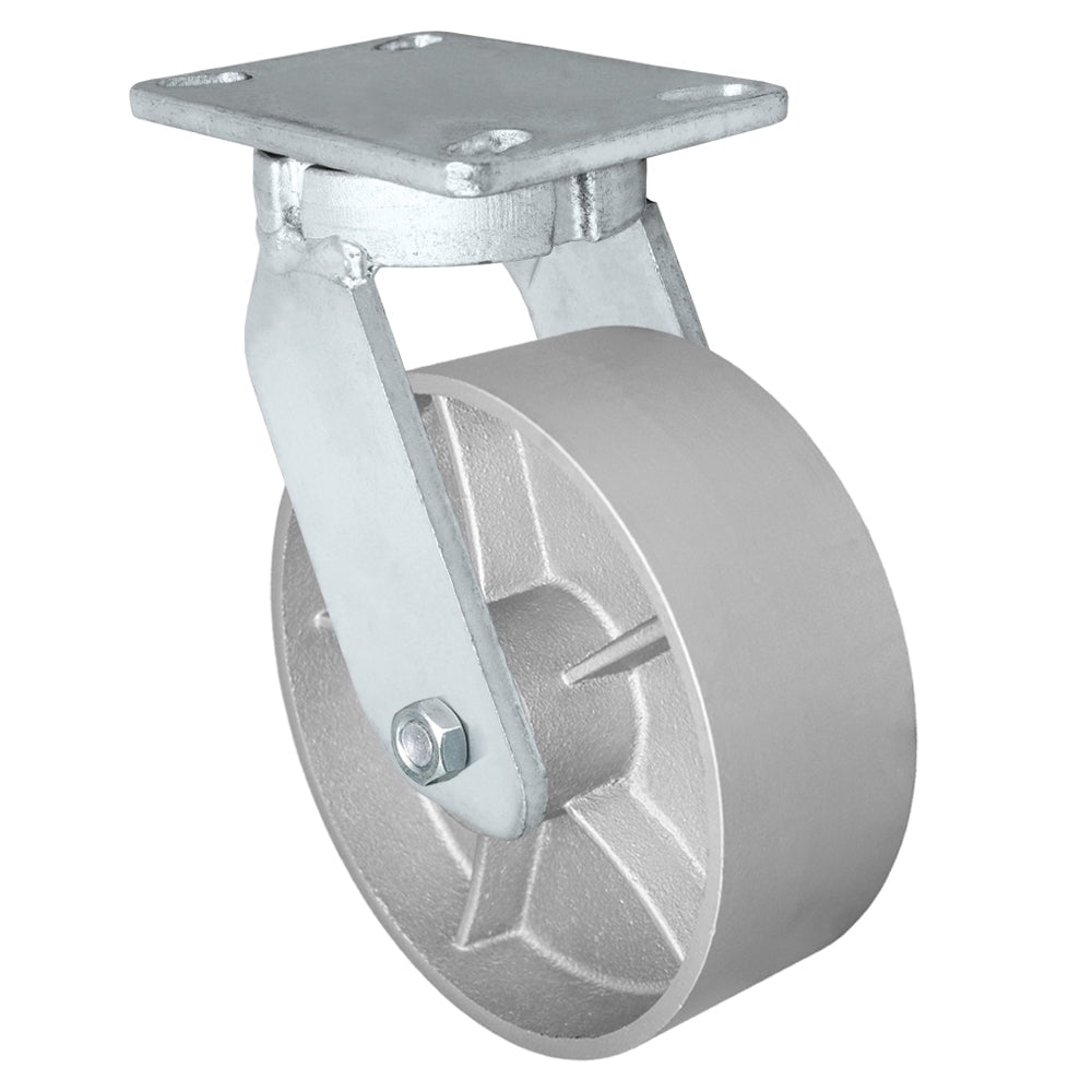 8" x 3" Kingpinless Heavy Duty Swivel Caster - Gray Iron Steel Wheel ...