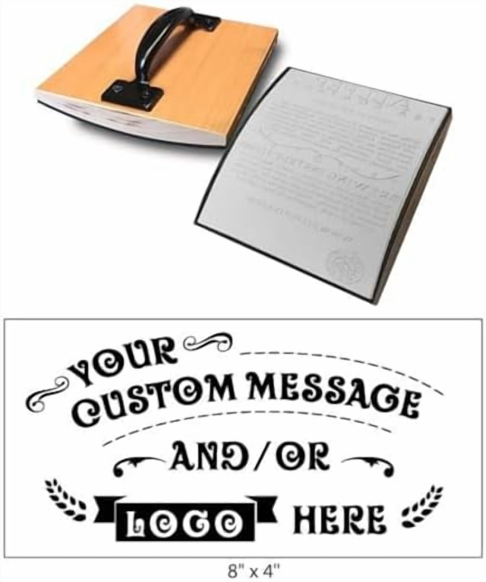 8'' x 4'' Extra Large Rocker Mount Wood Hand Rubber Stamp with Metal ...