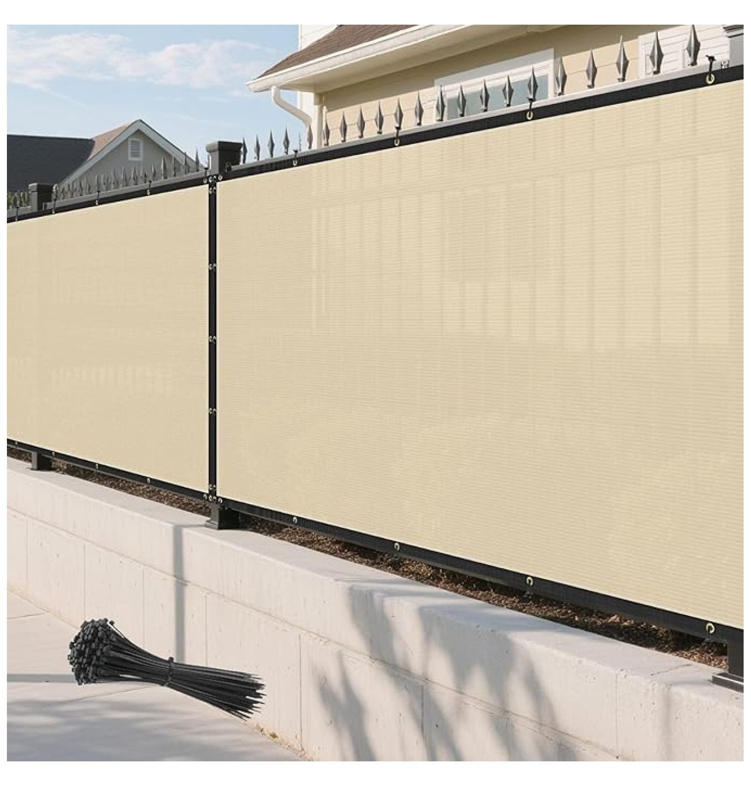 8' x 41' Beige Fence Privacy Screen Outdoor Heavy Duty Fencing Mesh Net ...