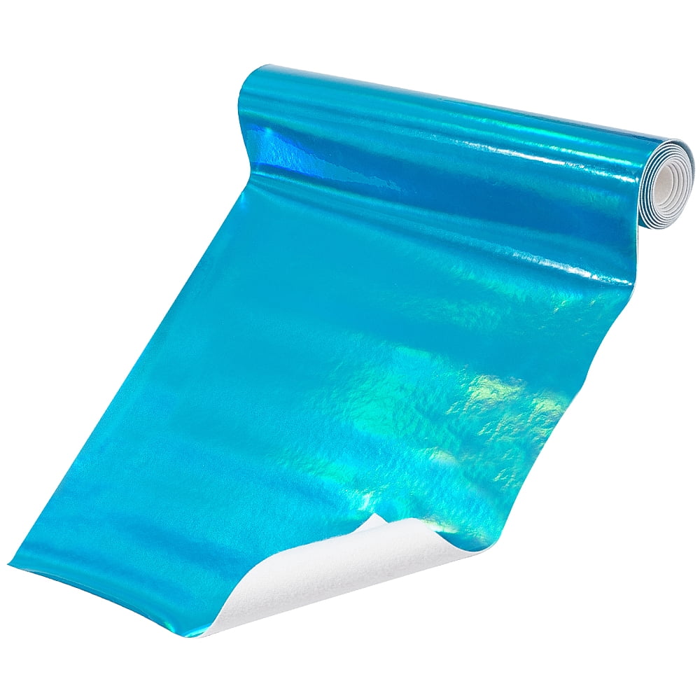 8”x 47”Laser Holographic Leather Vinyl Fabric Blue Reflective Mirror PU ...