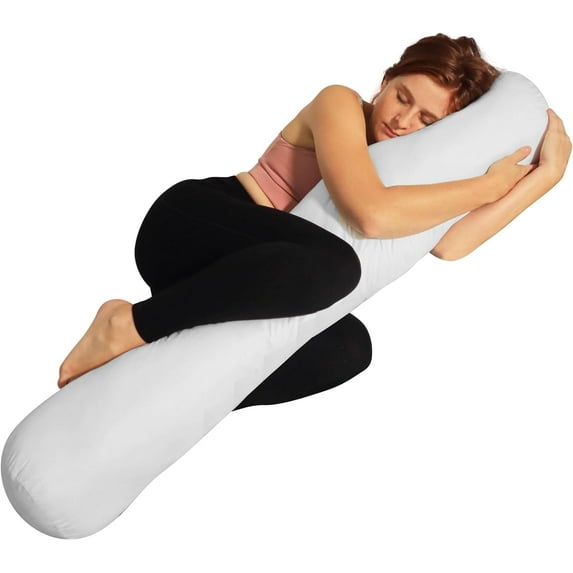 8” x 48” Round Body Pillow - Adjustable Bolster for Bed with Removable ...