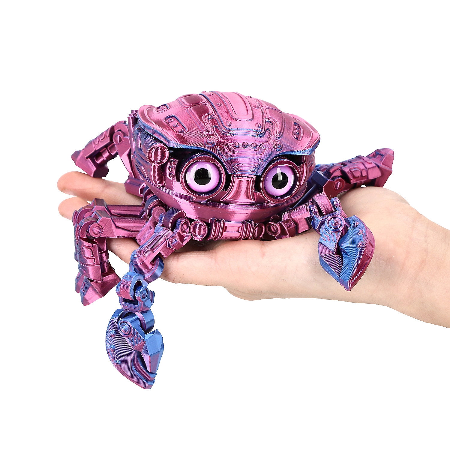 8" x 5" 3D-Printed Jointed Purple Robot Crab with Container Body ...