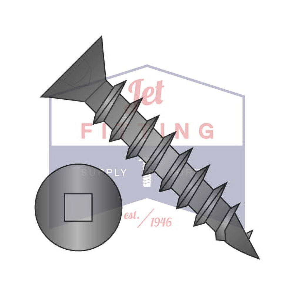 #8 x 5/8" Deep Thread Wood Screws | Square | Flat Head | Steel | Black ...