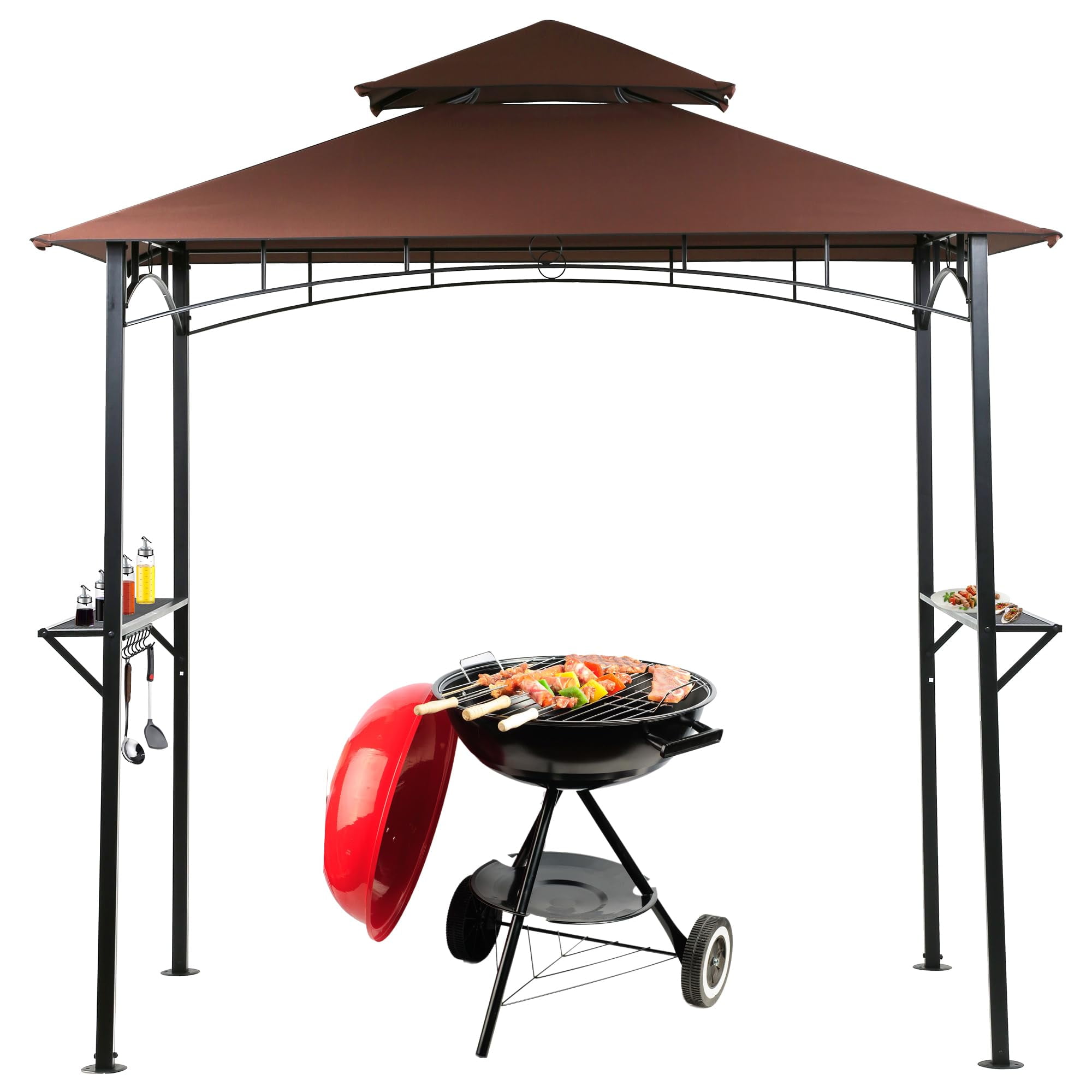 8' x 5' Grill Canopy Gazebo BBQ Gazebo Double Tiered Outdoor Grill ...