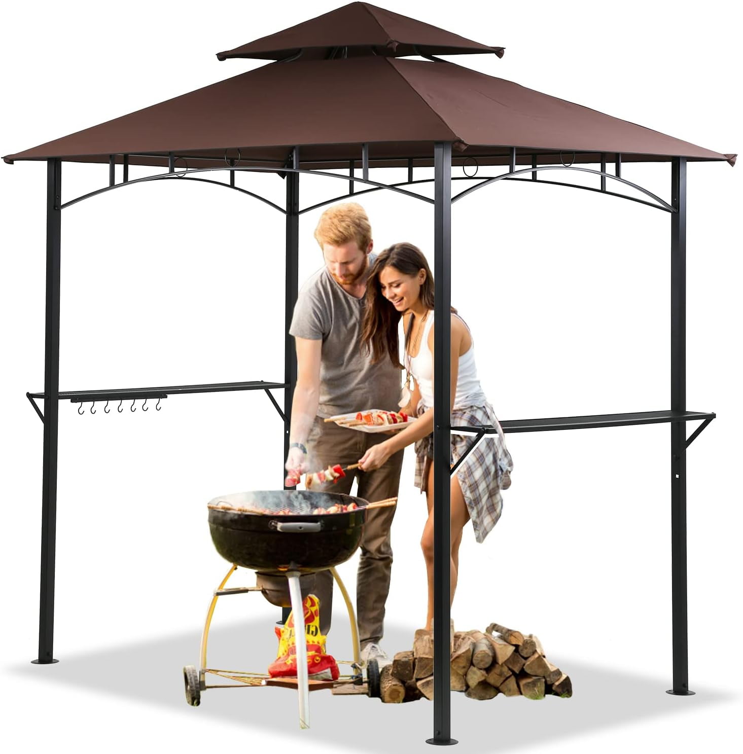 8' x 5' Grill Gazebo BBQ Canopy Tent Patio Grill Gazebo Pergola Double ...