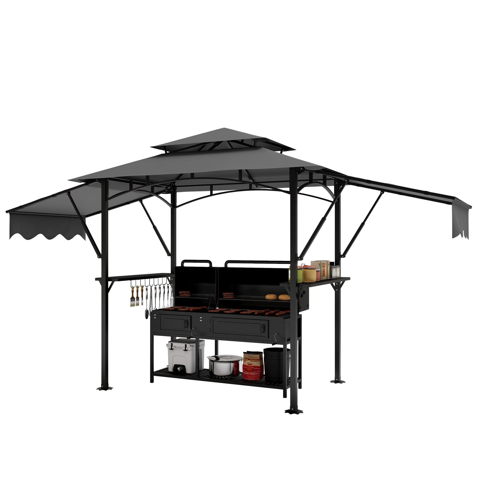 8'x 5'Grill Gazebo Canopy,Double Layer BBQ Gazebo,Outdoor BBQ ...