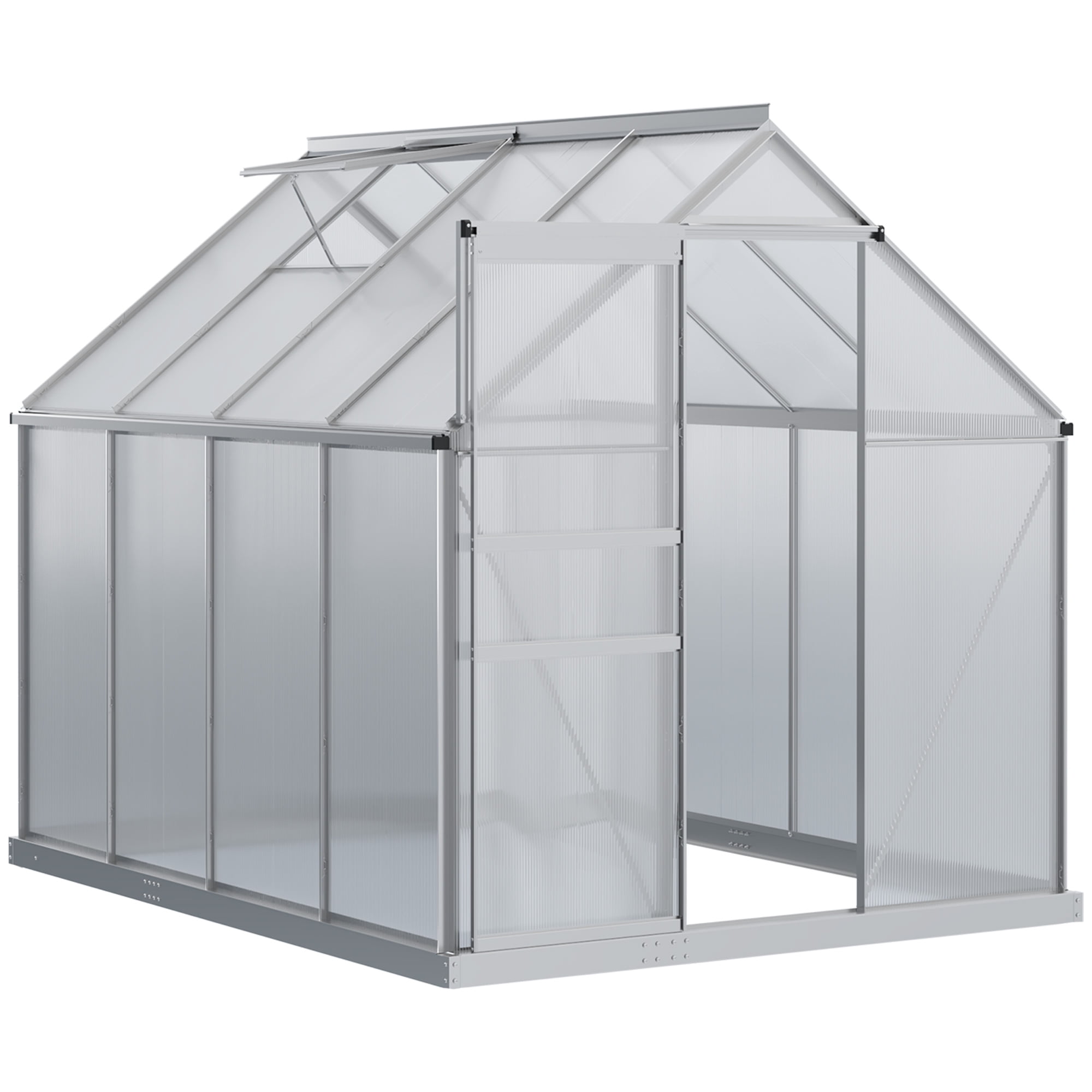 8' x 6' Aluminum Outdoor Greenhouse, Polycarbonate Walk-in Garden ...