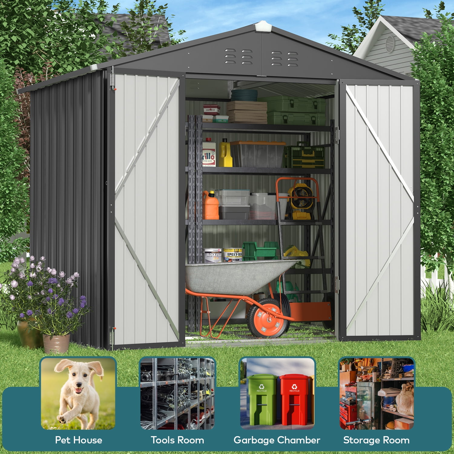 Customer reviews for 8' x 6' Outdoor Storage Shed, Lofka Garden Metal ...