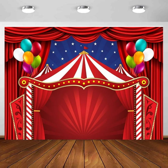 7×5FT Carnival Backdrop Circus Red Curtain Tent Colorful Balloons Baby ...