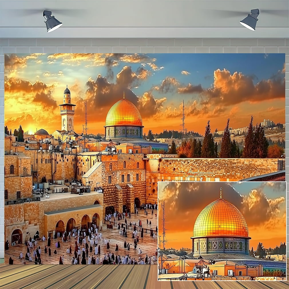 8 x 6 ft Jerusalem Old City at Sunset Garage Door Background The Old ...