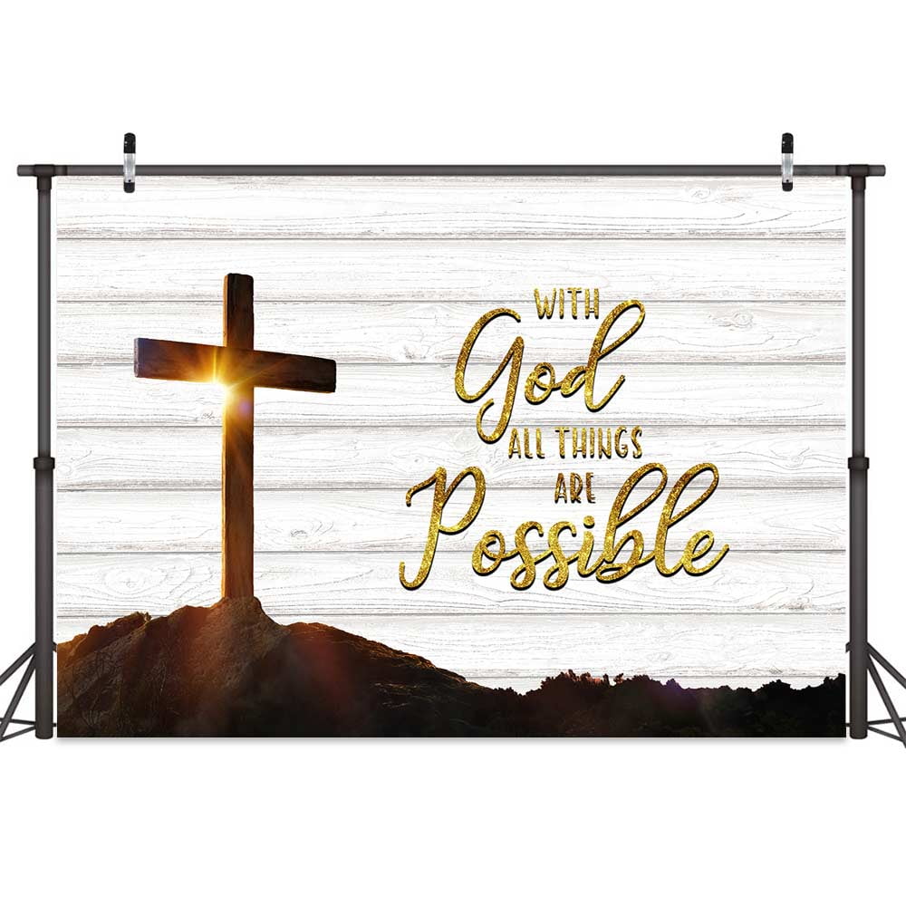 8 x 6 ft Jesus Christ Cross Backdrop, Easter with God All Things are ...
